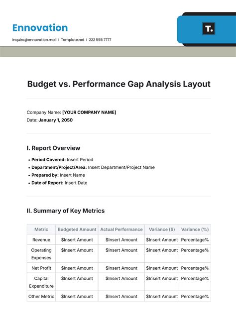 Free Budget Vs Performance Gap Analysis Layout Template To Edit Online