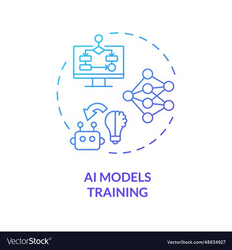 2d Gradient Thin Line Icon Ai Models Training Vector Image