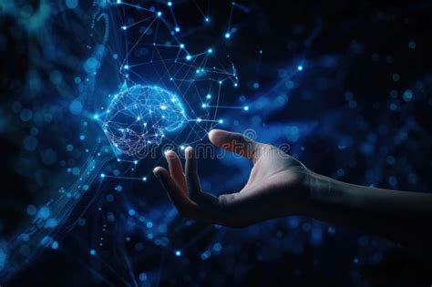 Human Hand Touching Neuronal Network Of Artificial Intelligence System