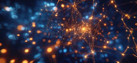Neural Network Visualization With Glowing Nodes And Connections In Blue And Orange Colors Copy