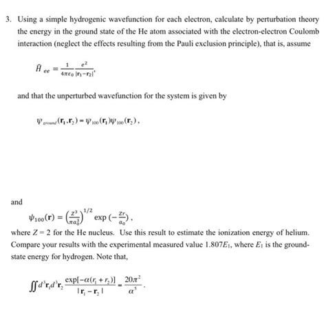 Solved 3 Using A Simple Hydrogenic Wavefunction For Each