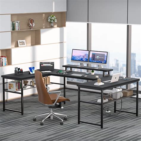 Buy Unikito U Shaped Computer Desk With Power Outlet And Led Strip Reversible L Shaped Office