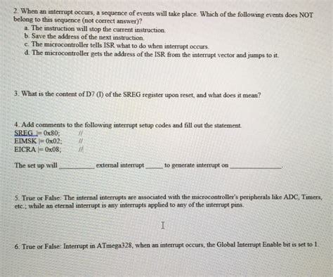 Solved 2 When An Interrupt Occurs A Sequence Of Events