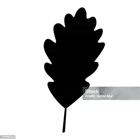 오크 리프 실루엣 정맥이있는 나무의 일부 벡터 그림입니다 격리된 흰색 배경의 윤곽선입니다 스케치 잎은 다른 나라의 기호에 사용됩니다 충성의 상징 10월에 대한 스톡 벡터