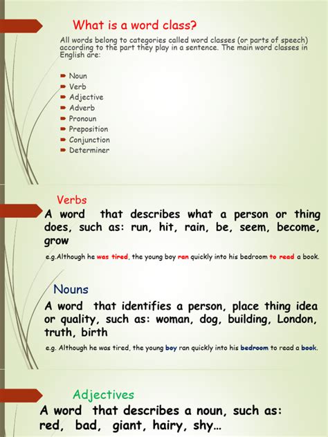 Word Classes Pdf Part Of Speech Adverb