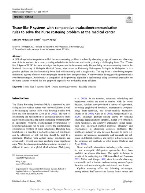 Tissue Like P Systems With Comparative Evaluationcommunication Rules To Solve The Nurse