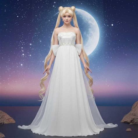 Sailor Moon Princess Serenity Chiffon Wedding Dress Anime Cosplay