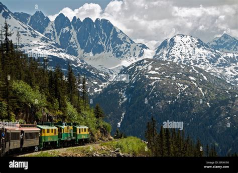 Yukon Railway Descending From White Pass Near Skagway Alaska Usa Stock