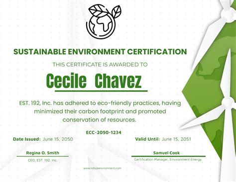 Free Sustainable Environment Certificate Template To Edit Online