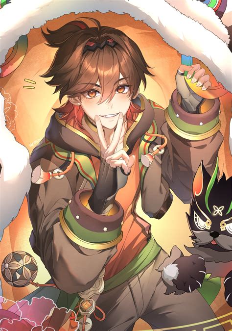 Gaming And Man Chai Genshin Impact Drawn By Lion Danbooru