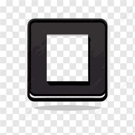 흰색 배경에 검정색 사각형 모양의 흰색 빈 버튼 벡터 흰색 배경에 형성되는 단순한 검은색 아이콘 그림자 없음 작은 프레임 중앙 Png 일러스트 및 벡터 에 대한 무료