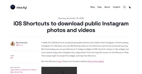 Ios Shortcuts To Download Public Instagram Photos And Videos Nicos Blog