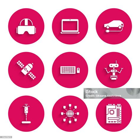 Set Keyboard And Mouse Social Network Motherboard Robot Syringe