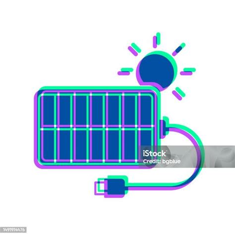 태양열 충전기 흰색 배경에 두 가지 색상이 오버레이된 아이콘 3차원 형태에 대한 스톡 벡터 아트 및 기타 이미지 3차원 형태 Usb 케이블 개념 Istock