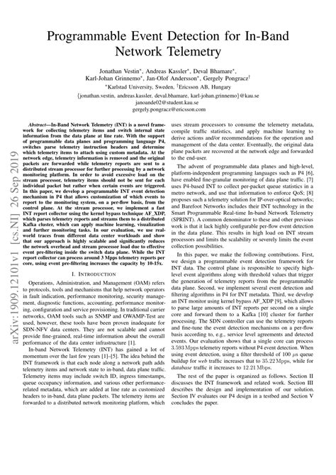 PDF Programmable Event Detection For In Band Network Telemetry