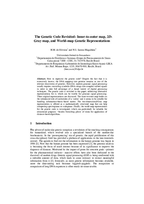 Pdf The Genetic Code Revisited Inner To Outer Map 2d Gray Map And