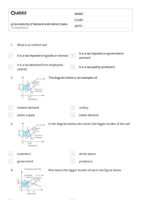 Demand And Price Elasticity Worksheets For Th Class On Quizizz Free Printable