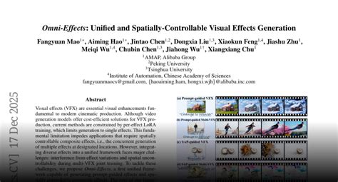 Paper Page Omni Effects Unified And Spatially Controllable Visual Effects Generation