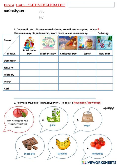 Діагностична Карпюк 4 кл Unit 3 Variant 1 Worksheet Live Worksheets