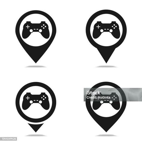 조이스틱 게임 패드 아이콘지도 포인터의 집합 게임 센터 위치 Brand Name Video Game에 대한 스톡 벡터 아트 및 기타 이미지 Brand Name Video