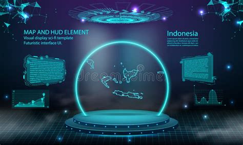 Indonesia Map Light Connecting Effect Background Abstract Digital Technology Ui Gui