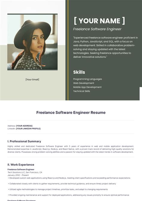 Free Ats Friendly Software Engineer Resume Template To Edit Online