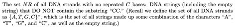 solved the set nr ﻿of all dna strands with no repeated c
