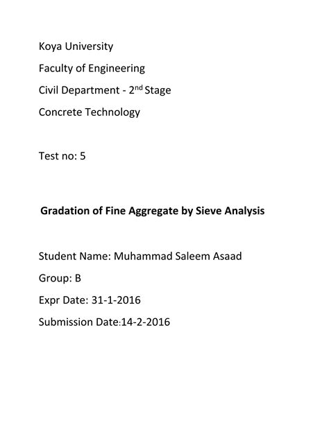 Gradation Of Fine Aggregate By Sieve Analysis Pdf