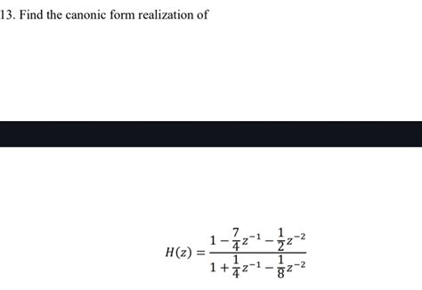 Find The Canonic Form Realization