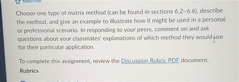Solved Choose One Type Of Matrix Method Can Be Found In Chegg Com