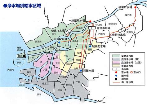 図2大阪市の浄水場別給水区域