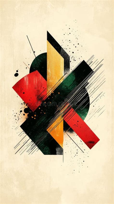 A Composition Of Abstract Geometric Forms Including Circles And Shapes