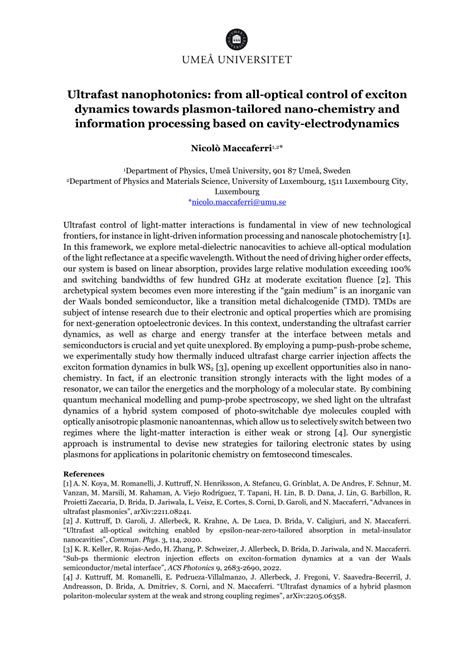Pdf Ultrafast Nanophotonics From All Optical Control Of Exciton