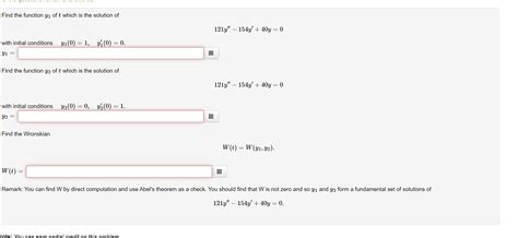 Find The Function Y1 Of T Which Is The Solution Of Chegg Com
