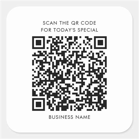 Add Business Name Or Slogan Website QR Code Square Sticker Zazzle
