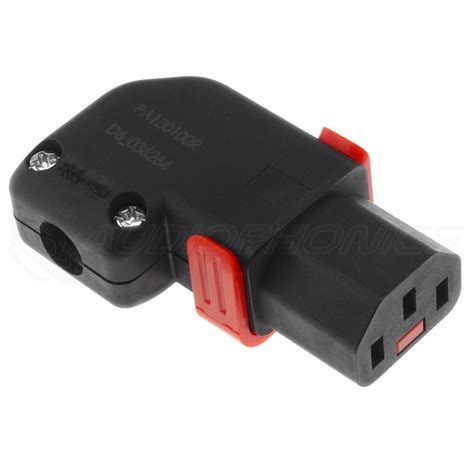 IEC LOCK L R Lockable IEC C13 Connector Flat Angled 250V 15A Ø8mm Audiophonics