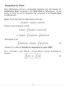 AP Calculus Calculus Lessons Integration Techniques Lecture Notes Lessons