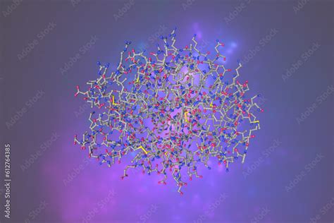 Crystallographic Structure Of Human Gamma Thrombin Molecular Model Rendering Based On Protein