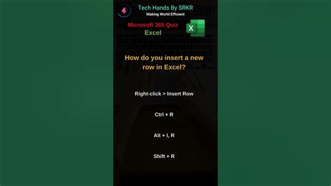 How Do You Insert A New Row In Excel Exceltips Exceltricks Excelquiz Exceltraining Youtube