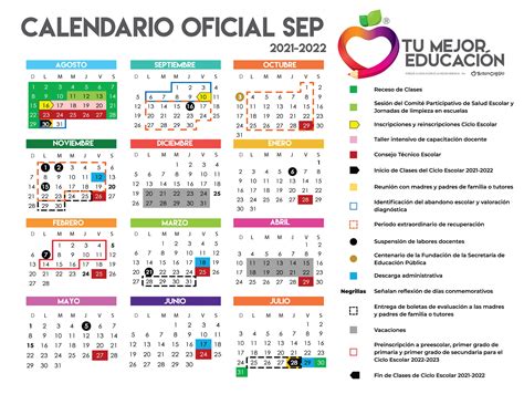 Calendario Oficial 2021 2022 Tu Mejor Educación