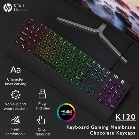 Jual Keyboard Gaming Hp K120 Membrane Keyboard With Chocolate Keycaps Rgb Shopee Indonesia