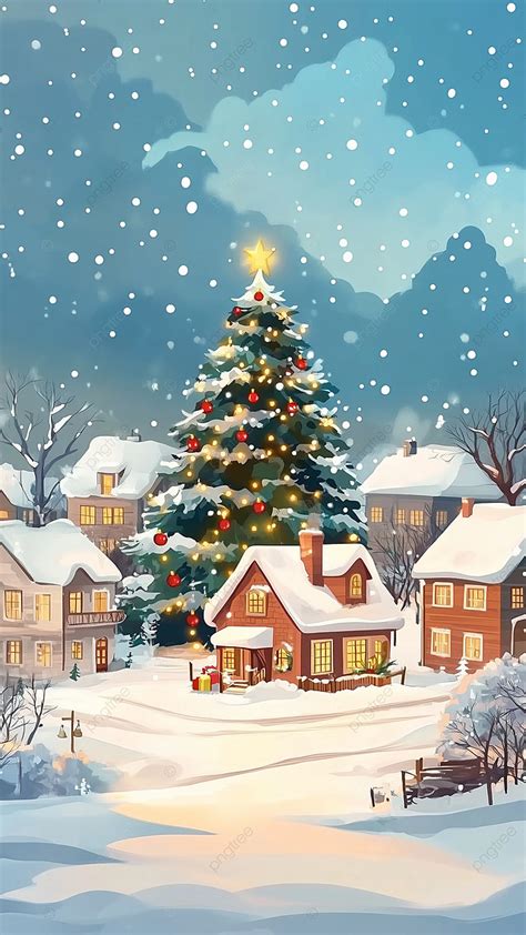 크리스마스 오두막 크리스마스 트리 눈송이 겨울 그림 배경 배경 화면 및 일러스트 무료 다운로드 Pngtree