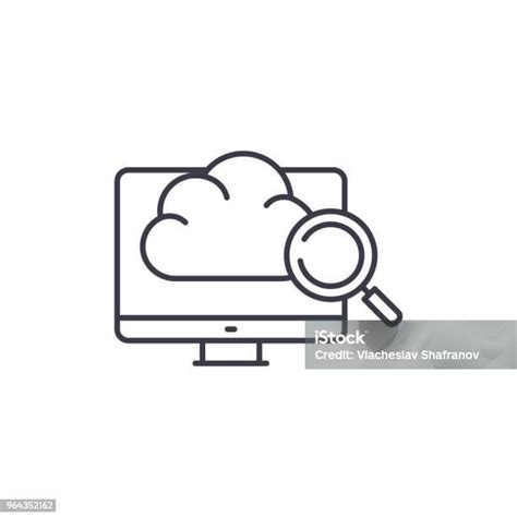 클라우드 선형 아이콘 개념에서 서비스를 검색 합니다 클라우드 선 벡터 기호 상징 그림에서 서비스를 검색 합니다 3차원 형태에