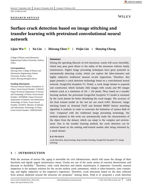 Pdf Surface Crack Detection Based On Image Stitching And Transfer Learning With Pretrained