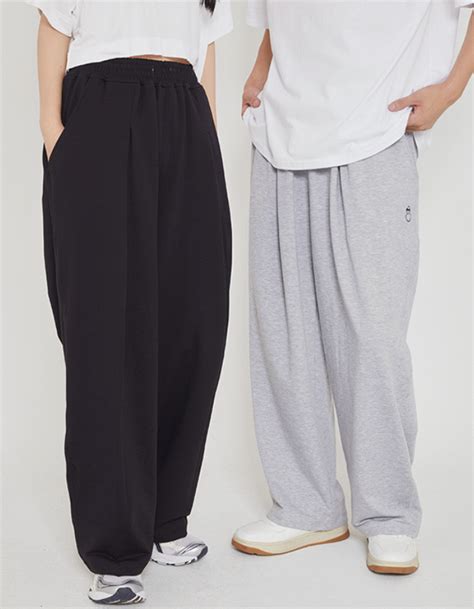 4size통바지커플룩 Bf 03사계절 원턱 와이드핏 트레이닝 팬츠 남녀공용 에이블리