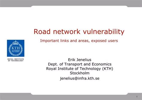 Ppt Road Network Vulnerability Important Links And Areas Exposed