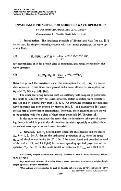 Pdf Invariance Principle For Modified Wave Operators