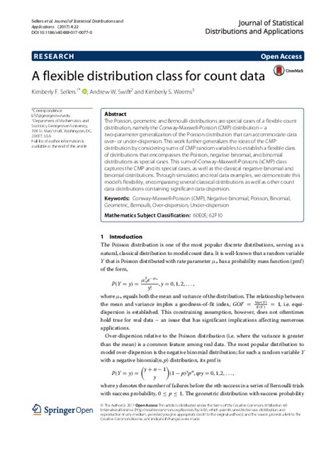 Pdf A Flexible Distribution Class For Count Data