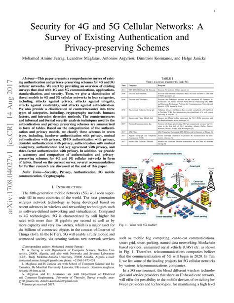 Pdf Security For 4g And 5g Cellular Networks A Survey Of Existing Authentication And Privacy