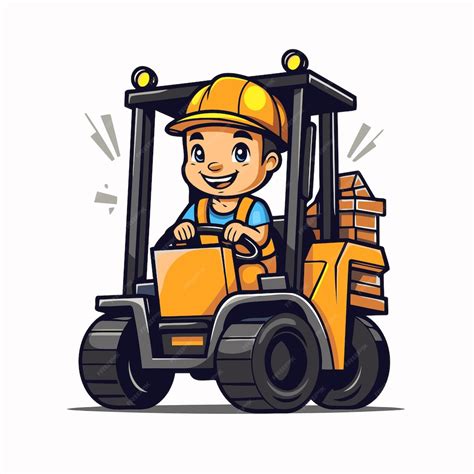 Premium Vector Forklift Loader Loader Cartoon Character Vector